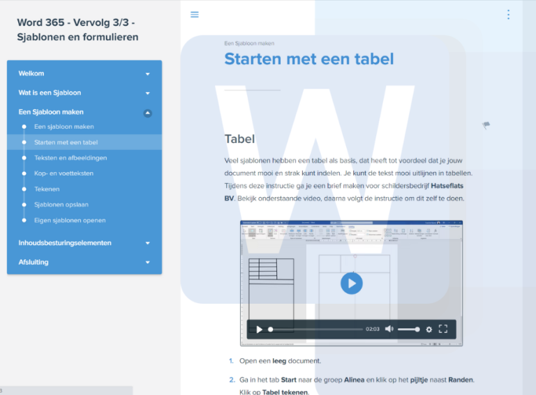Word 365 - Vervolgmodule 3/3 - Sjablonen en formulieren - CompUniversity