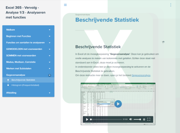 Excel losse vervolgmodule Analyse 1/3 – Analyseren met functies ...